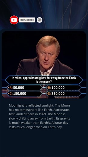 How Far Away Is the Moon? 🌕 #quiz #millionaire #trivia #moon #didyouknow #cosmos #astronomy #tvshow