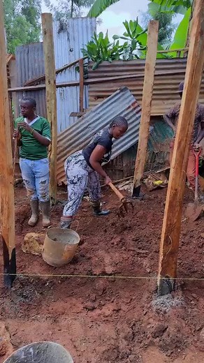 Outdoor Manual Labor: Digging a Trench in Nature