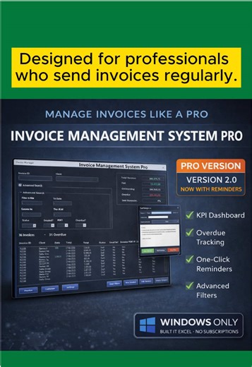 Still creating invoices manually? This Excel tool sends invoices, tracks overdue payments & sends reminders automatically. No subscriptions. No monthly fees. Windows only. 💻 Comment “LINK” if you want a link. #invoicetracking #businesstool #exceltemplates #exceltips