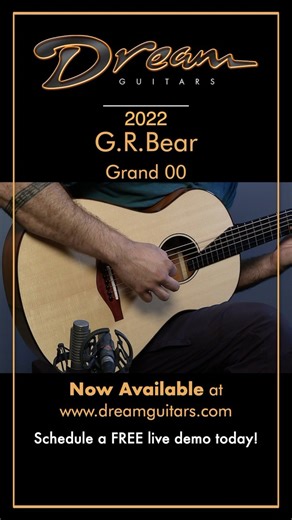 A great example of modern building that pushes the envelope! This Grand 00 from Rye Bear maximizes clarity and power, and features a rare set of Pernambuco. Available Now! Call 828-658-9795 or visit dreamguitars.com for more info. * www.dreamguitars.com Dream Guitars 828-658-9795 Schedule a FREE Live Demo! 3 Day Trial on All In-Stock Instruments Anywhere in the US | Dream Guitars