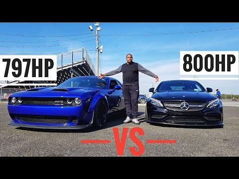 Dodge Hellcat Redeye Widebody vs Mercedes C63s AMG with Upgraded TURBOs