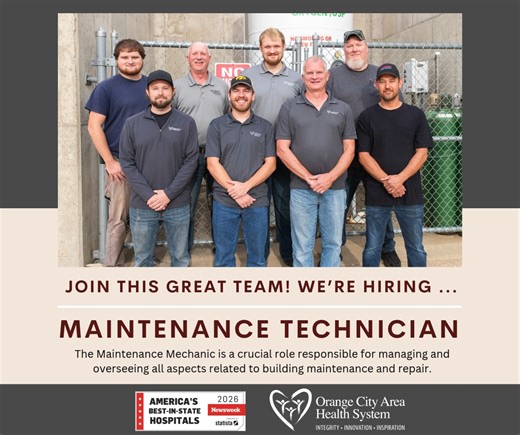 This is a GREAT job for the right person! The Maintenance Mechanic is a crucial role responsible for managing and overseeing all aspects related to building maintenance and repair. This includes electrical work, HVAC, plumbing, and preventive maintenance. The Mechanic will be primarily stationed at the Main Hospital Campus and Prairie Ridge Care Center, but may need to visit other locations as required to ensure all buildings are well maintained. Learn more and apply here: https://www.ochealthsy