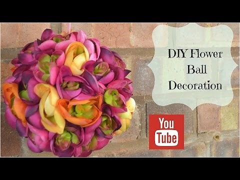 DIY hanging flower ball decoration tutorial using silk flowers