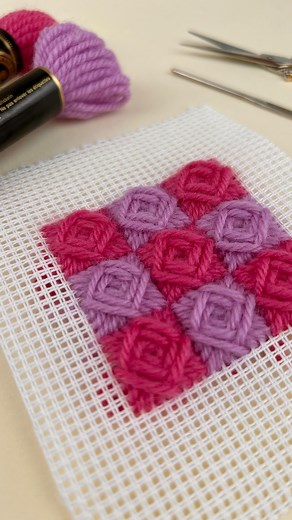 DMC Crafts on Instagram: "Learn WEAVE stitch with this Tapestry Needlepoint tutorial 🪡 Made using our super soft tapestry wool, this technique is incredibly relaxing to stitch up and is perfect for beginner makers. We've used tapestry wool in colours 7603 and 7896. #dmcthread #dmcwool #tapestry #tapestrythread #tapestryart #craftersofinstagram #crafters"