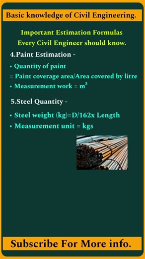 Important estimation formulas every Civil Engineer should know || Civil Engineering ||