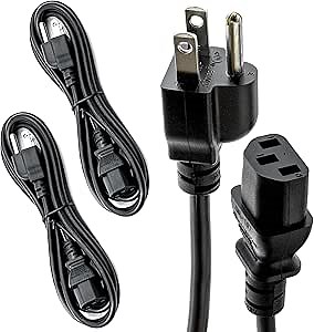 UL Approved 12ft Universal Power Cord (2 Pack) - IEC C13 to NEMA 5-15P Computer Monitor Cable for IT Departments, Data Centers & Bulk Purchasing - 18AWG 10A 125V