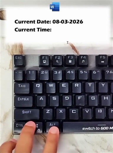 📝 Insert Date & Time in MS Word Instantly! ⏰⚡ #shorts #education #keyboardshortcuts