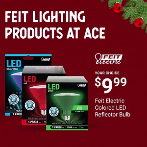 Don’t get burned out around the holidays! Feit light bulbs are on sale in colors and styles to fit any celebration. Now through 12/24. | Ace Hardware