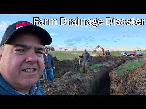 Fixing Clogged Farm Drainage | GPS Mini Excavator Sloping Trench