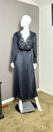 1980's Black Lacy Peignoir From OLGA Style 94280 Size Medium Black Dressing Robe - Etsy