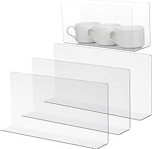 Baluue 5pcs Clear Shelf Dividers for Shelves, 9.8" Long Clear Pharmacy Shelf Dividers L Shape Separator Thicken Clapboard for Commodity Classification for Cabinets Shelf Store