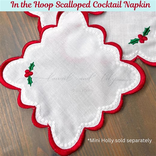 Cocktail Napkin Embroidery, Machine Embroidery Design, French Knot Napkin in the Hoop Embroidery (digital Download) - Etsy