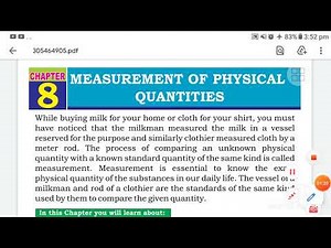 Chapter 8 Measurement of Physical Quantities Part 1 class 8 Science | JEST and PST
