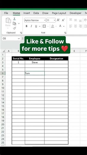 serial number automatic excel trick #excel #skillup #trending
