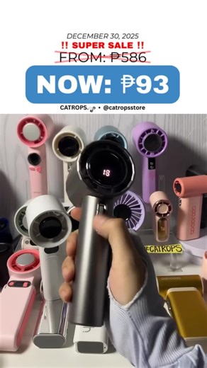 【COD&24-hour Delivery】JAMAY FS930 Handheld Cooling Fan - 100 Air Speeds, 20H Long Battery Life, 30000 RPM Motor, USB Powered, Cooling Panel, Strong Wind Speed, 30 Degree Adjustment, LED Display Fan