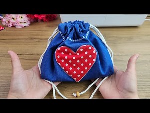 Easy Drawstring Bag Tutorial – Cute Heart Appliqué Design