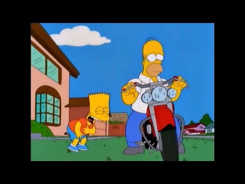 Bart laughing at Homer | Homer is taught to ride a motorcycle | The Simpsons Scene