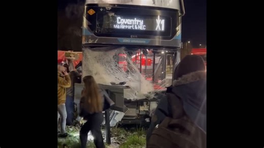 Bus and van crash at Small Heath roundabout