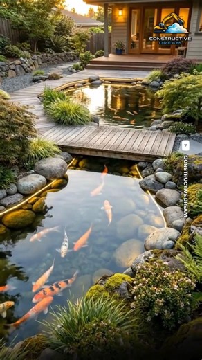 Koi Pond in a Small Backyard 🐠 #home #construction #asmr