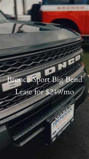 Tim Moran Ford on Instagram: "Only one week left to lease this 2025 Bronco Sport Big Bend for $249/mo for 36 months! On approved above average credit through Ford Motor Credit, not all applicants will qualify. $2100 Factory RCL Customer Cash plus $500 Factory Open Bonus cash plus $3749 cash or trade equity from customer = $6349 total due at signing. Includes 10,500 miles/year, 25 cents a mile thereafter. Zero security deposit. Offer ends 12/31/25. #ford #fordbronco #broncosport #hemet #temecula 