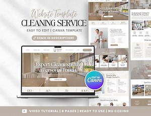 Cleaning Service Website Template, Cleaning Business, Professional Cleaning Website, Commercial Cleaning, Residential Cleaning, Canva - Etsy