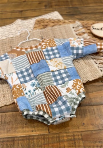 How sweet is this patchwork sweater romper? This is definitely an awesome way to use up those scraps you have laying around! Pattern : Sweater Romper from @Lowland Kids #sewing #patchwork #sweaterromper #lowlandkids #handmade