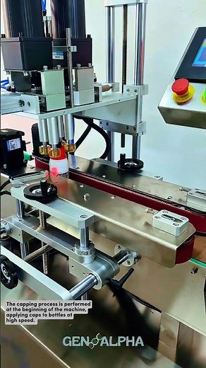 Automatic Quick Capping Machine with Labeling Line #manufacturing