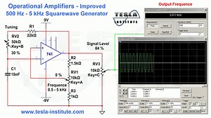 Operational Amplifiers - Improved 500Hz-5kHz squarewave generator | TESLA Institute - Electrical Engineering, Electronics, Automation School