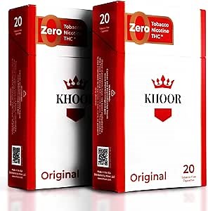 KHOOR Herbal Cigarettes - 2 Original Packs, Non-Addictive, Tobacco-Free & Nicotine-Free, Traditional Cigarette Substitute - 2 Packs (40 Sticks)