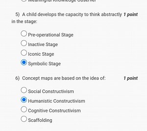 5) A child develops the capacity to think abstractly 1 point in... | Filo