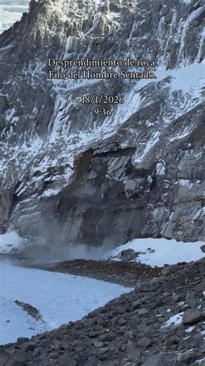 Fabio Reis on Instagram: "Processo de queda de bloco rochoso (rock fall) em encosta da montanha “Filo del Hombre Sentado” na Pantagonia, divisa da Argentina e Chile. Processo de grande porte e impressionante da dinâmica superficial do terreno. Processos como esses tendem a ficarem mais intensos e recorrentes com a diminuição das camadas de geleiras nas montanhas que expõem as rochas ao intemperismo. … Parabéns ao @damiangauna90 pelas belíssimas imagens do processo"