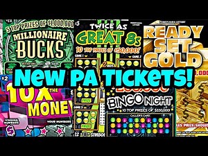 New Pa Lottery Scratch Off Tickets 🟢 Millionaire Bucks, Great 8s, Ready Set Gold, 10x The Money