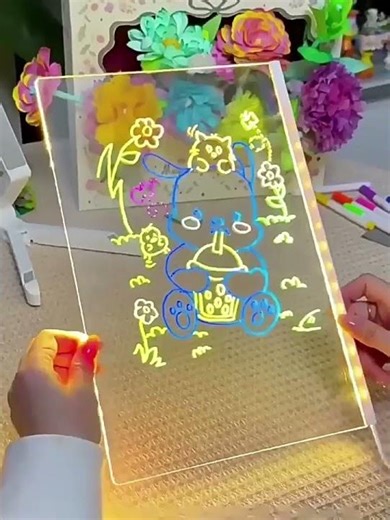 LED Note Board With Night Light Colorful 7 Pens
