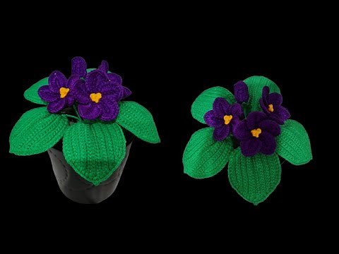 How to crochet African violets flowers