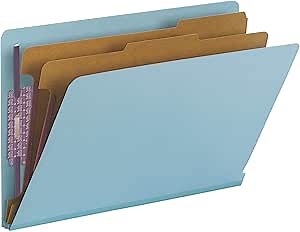 Smead End Tab Classification Folder, Legal, Straight, 2 Dividers, Blue, 10 per Box (29781)