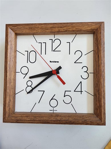 Vintage Verichron Square Wooden Clock With White Face - Etsy