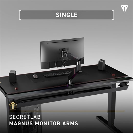 With the same clean, angular lines, Secretlab MAGNUS Monitor Arms feel like a natural extension of your MAGNUS desk. Find the perfect ergonomic view with the full range of dynamic movement — and free up space on your desk: secretlab.co/monitorarms | Secretlab