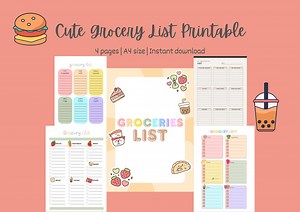 Cute Grocery List Printable, Digital Grocery Shopping Tracker, Printable Grocery Template, Grocery Food Checklist, Minimalist Grocery List - Etsy Canada