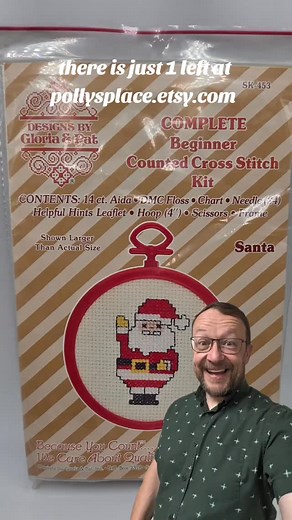 get your small Santa cross stitch kit at pollysplace.etsy.com #crossstitch #sewing #santa #christmas #hobby | Polly's Place | Facebook