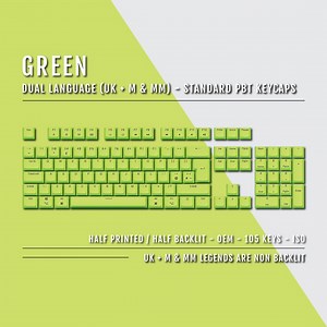 Green Dual Language Keycaps: UK, Mac & Multimedia - Double Shot PBT - Etsy Australia