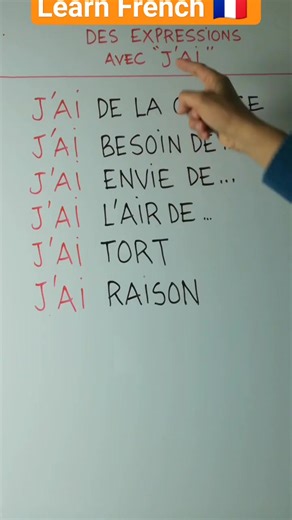 6.9K views · 503 reactions | Do you know these expressions with "j'ai" in French|Improve your French with us   | OuiTeach & French Becomes Easy | Facebook