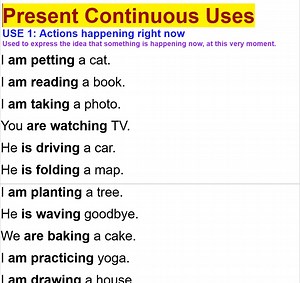 16K views · 331 reactions | Present Continuous Uses USE 1: Actions happening right now Used to express the idea that something is happening now, at this very mo | Empowering English Learning | Facebook