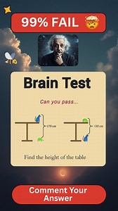 2.3K views · 3 comments | Can you find the height of the table? 晴 This tricky IQ puzzle will test your math and logic! 易 Comment your answer below  and tag a friend to challenge them! Follow Quiz House for more daily IQ puzzles and brain teasers  #mathskills #maths #fypシ゚viralシfypシ゚ #mathpuzzle | Quiz House | Facebook