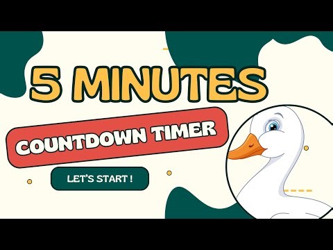 DUCK COUNTDOWN ! 5:00 🪿 Duck timer from 5 minutes to zero in minutes and seconds / 300"' - 0