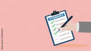 attendance clipboard with checklist. Questionnaire, survey, clipboard, task list. Flat design,