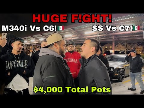 HUGE F!GHT! M340i Vs C6! SS Vs C7! $4,000 Total Pots #Camaro #Corvette #BMW