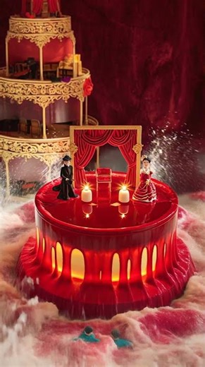🎭 Opera Stage Cake 🍰 | Red Velvet Jelly Dessert | Satisfying Food Art