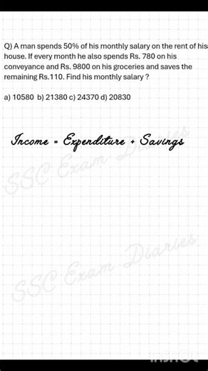 Income Expenditure Savings Question | #maths #ssc #bank #rrb #upsc #mathstricks #percentage #easy