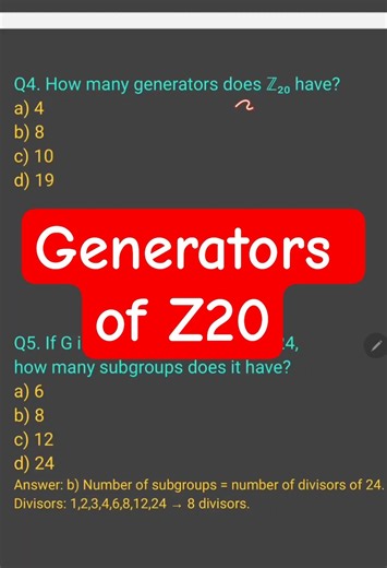 How to find generators of Z20 #drupasanataneja #grouptheory