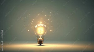 Minimal animation of a lightbulb flickering on and off, symbolizing the spark of creativity and ideas.